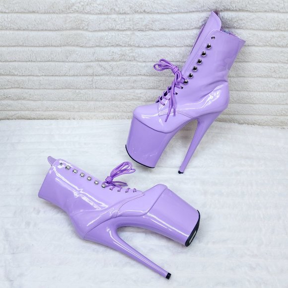 Pleaser | Shoes | Lavender Lilac Purple Patent Platform 8 Heel Lace Up ...